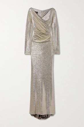 Talbot Runhof Robe Aus Stretch-jersey In Metallic-optik - Silber