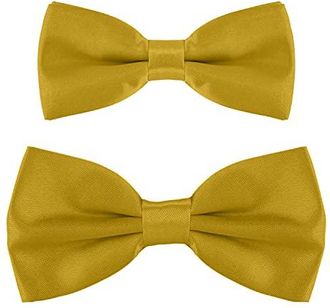 DonDon Ensemble de noeuds papillon père-fils en look partenaire, déjà attaché et ajustable - Or