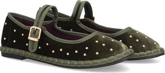 Shoes & Blues Ballerines plates pour femme, design avec appliques m&eacute;talliques sur toute la surface, fabriqu&eacute;es en velours avec passepoil en contraste, semelle soupl