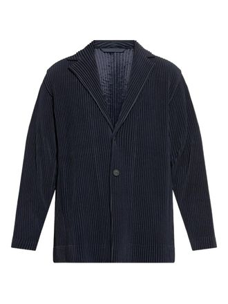Homme Plissé Issey Miyake blazer plissé à simple boutonnage - Bleu