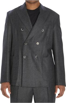 Barena Homme, Vestes, Gris, Taille: L Blazer Crois&eacute; en Laine M&eacute;lang&eacute;e