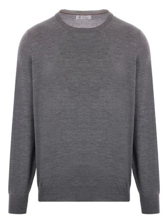 Brunello Cucinelli pull classique à bordure nervurée - Gris