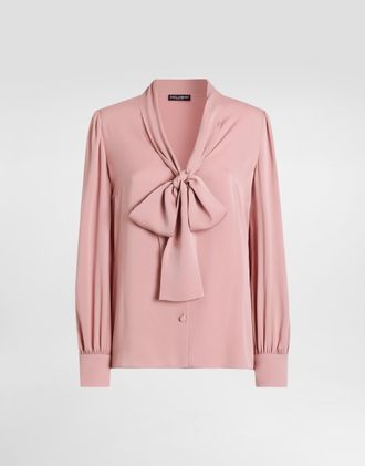 Dolce & Gabbana Stretch Charmeuse Shirt - Frau Blusen Und Tops Pink Seide 40