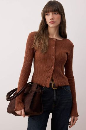 Trendyol Lang geschnittene, taillierte Bluse - Braun