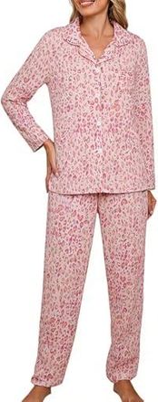 Minetom Ensembles de Pyjama Femme 2 Pi&egrave;ces Bouton V&ecirc;tements de Nuit &Agrave; Carreaux Manches Longues Col V Chemise et Pantalon Style Y14 34