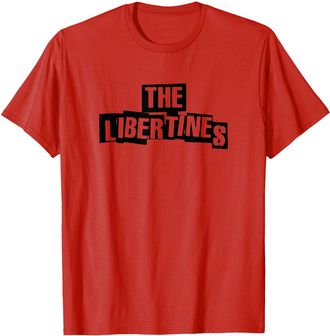 The Libertines Stacked Logo On Red T-Shirt