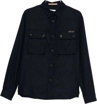 Paolo Pecora Homme, Chemises, Bleu, Taille: L Chemise Bleu Marine avec Poches