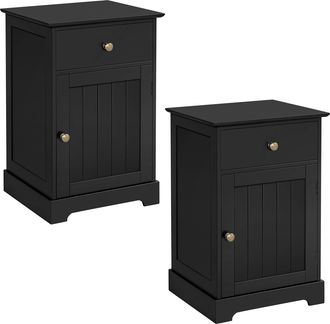 Yaheetech 2er Set Nachttisch Nachtkommode Nachttische mit Schublade und Schrank Nachtschrank Verstellbarer Einlegeboden Schwarz