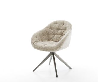 DELIFE Drehstuhl Gaio-Flex Webstoff Soft Beige Kreuzgestell breit Graphit 360&deg; drehbar Wippfunktion, Esszimmerst&uuml;hle