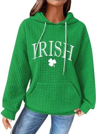 Generic Sweat-shirt surdimensionn&eacute; pour femme - Pull &agrave; capuche pour femme - Lettre imprim&eacute;e - Tops pour la Saint Tag - Veste de surv&ecirc;tement 2026 - Automne Hiv