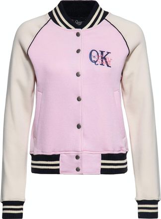 Queen Kerosin Damen College Sweatjacke Stickerei Regular Fit Retro Vintage Style Sweat Jacke Baseball Jacke Rockabella 50S Poodle Lounge