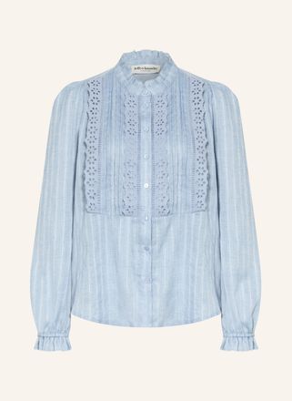 Lollys Laundry Lollys Laundry Bluse Arielll Mit R&uuml;schen Und Lochspitze blau