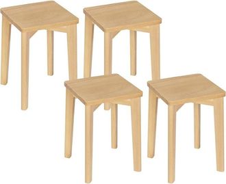 Woltu Woltu - Chaise tabouret en bois massif empilable - H&ecirc;tre verni - Dimensions 31x31x44,5cm - Capacit&eacute; 120kg - BH344EI4