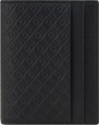 Ferragamo Homme, Accessoires, Noir, Taille: ONE Size Porte-cartes en Cuir avec Monogramme