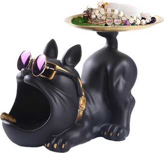 Generic Schl&uuml;sselanh&auml;nger - Bulldoggen-Schl&uuml;sselanh&auml;nger, dekorative Aufbewahrungsbox aus Kunstharz, niedlicher Organizer f&uuml;r Hundestatue mit robuster Oberfl&auml;