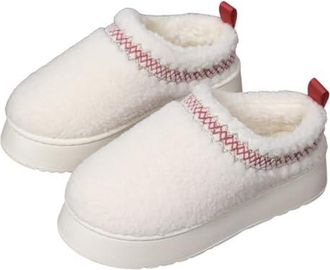 Generic Chaussons Foussants &Agrave; Plateforme Doublure en Fourrure Douce Chauds dhiver Chauds Confortables Antid&eacute;rapants Int&eacute;rieur/Ext&eacute;rieur Bottines Courtes,Blanc