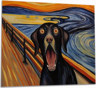 Wallario Herdabdeckplatte/Spritzschutz aus Glas, 1-teilig, 60x52cm mit 13mm hohen Füßen, für Ceran- und Induktionsherde, Der Schrei des Hundes