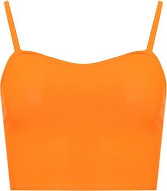 WearAll Camisole Bralet Crop débardeur Top à Sangles - Neon Orange - 36-38