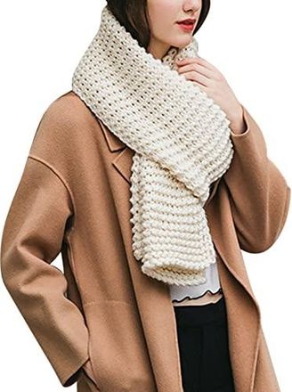Generic &Eacute;charpe dHiver &agrave; Franges Multicolores - Longue, &Eacute;lastique, L&eacute;g&egrave;re et Chaude pour Homme et Femme - &Eacute;paisse en Tricot pour Couple - Pour l&Eacute;t&eacute;, Blanc, Ta