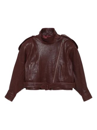 Ducie veste en cuir &agrave; fini grain&eacute; - Rouge