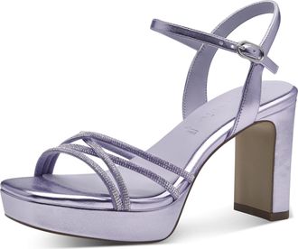Tamaris Damen Sandalen mit Absatz Vegan Blockabsatz Sommer; LAVENDER/lila; 37