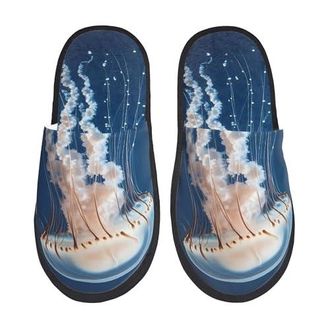 Generic Fourrure Pantoufles M&eacute;duses Blanches Dansant Dans LOc&eacute;an Peluche Hiver Pantoufles R&eacute;utilisables Chaussons Maison Pour Invit&eacute; Automne Homme M