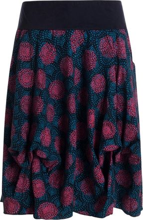 vishes knielanger Ballon-Rock mit Bl&uuml;tenmuster in Schwarz-t&uuml;rkis | Gr&ouml;&szlig;e 3XL (46) | Handgefertigt aus 100% Baumwolle | Ideal f&uuml;r jeden Anlass | Nachhaltige A