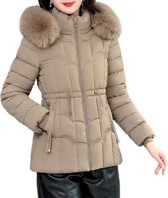Generic Manteau dhiver &eacute;pais et chaud mi-long pour femme - Parka imperm&eacute;able avec capuche amovible en fausse fourrure, kaki, XXL