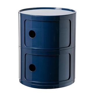 Generic Runder Nachttisch Mit Schubladen, 3-stufiger Beistelltisch Mit Schiebet&uuml;ren for Schlafzimmer, Wohnzimmer, Badezimmer (rot)(Navy,2 Tier)