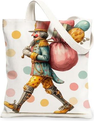 Generic Sac fourre-tout fantaisie en toile, motif &agrave; pois color&eacute;s, sac de courses r&eacute;utilisable, amusant, ludique, l&eacute;ger, lavable, pour salle de sport, voyage, 