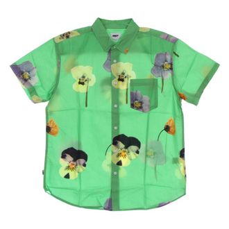 Obey Gr&uuml;n Multi Gewebtes Kurzarmhemd - - Shirts - Herren - Gr&uuml;n - L