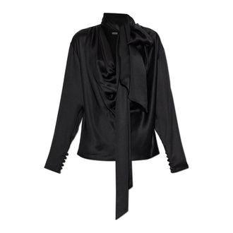 Balmain Seidenbluse Holiday Capsule Ps27 - - Blouses & Shirts - Damen - Schwarzk - S
