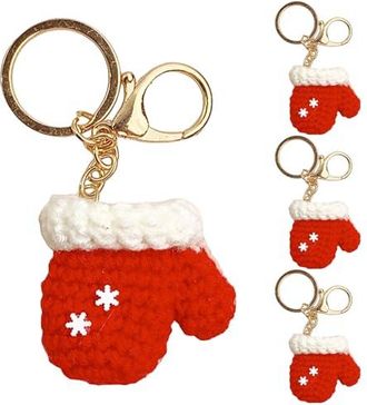Generic Ensemble de porte-cl&eacute;s en tricot de No&euml;l - Mini fil artisanal festif avec sac de P&egrave;re No&euml;l et minuscules accessoires tricot&eacute;s &agrave; la main, adorable coll