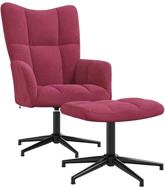 vidaXL vidaXL Chaise de relaxation avec tabouret Rouge bordeaux Velours