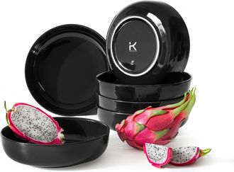 Konsimo Konsimo. Elegant Suppenteller Set 6er - Schale aus Keramik - Pastateller und Tiefteller f&uuml;r 6 Personen - VICTO Salatteller Mikrowellengeeignet - 18,5 