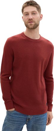 Tom Tailor Herren Basic Strickpullover aus Baumwolle, 35676 - Burgundy Dark Red Melange, XL