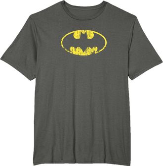 DC Comics Batman Classic Logo Distressed Gray T Shirt T-Shirt