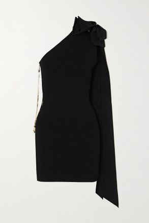 AZ FACTORY Mybody Asymmetrisches Minikleid Aus Stretch-strick Mit Schleife - Schwarz