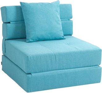 HOMCOM Fauteuil Convertible 1 Place Fauteuil lit chauffeuse 1 Place - Coussin déhoussable Inclus - Chaise de Sol pour invités, Salon, Charge 120 kg, Bleu