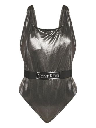 Calvin Klein Badeanzug mit Logo-Streifen - Grau