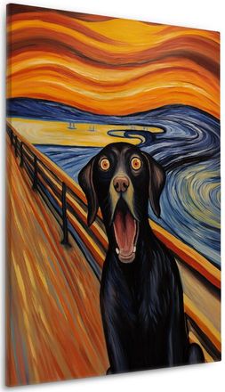 Wallario Leinwandbild Der Schrei des Hundes - Wandbild 60 x 90 cm: Kunstdruck | Brillante lichtechte Farben | hochauflösend | verzugsfrei