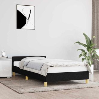 vidaXL Cadre de lit avec t&ecirc;te de lit Noir 90x200 cm Tissu