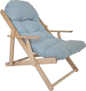 HOMCOM Fauteuil Chaise de Salon Pliable et inclinable en Bois Fauteuil Relax Confortable avec Coussin capitonn&eacute; &eacute;pais - 71 x 89 x 96 cm Gris