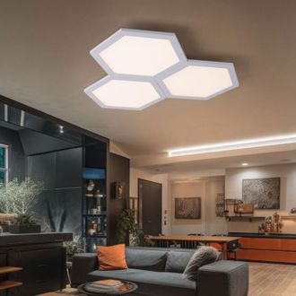 Globo Lighting Plafonnier led plafonnier carré Lampe de chambre 3 flammes, moderne en métal blanc opale, 1x led 36W 2160Lm 3000K, HxLxP 4,2x52x52cm