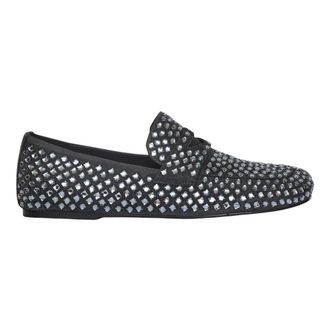 Strategia Femme, Chaussures, Gris, Taille: 36 EU Mocassins en velours orn&eacute;s de strass