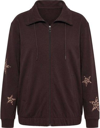 Ulla Popken Sweatjacke Sweatjacke Sterne Troyerkragen Langarm