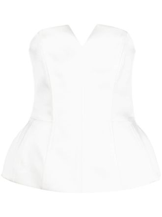 V:PM ATELIER haut satiné Lumi à ourlet péplum - Blanc