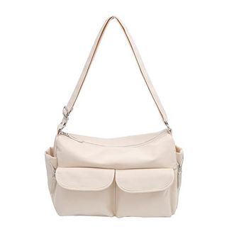 Generic Sac &agrave; bandouli&egrave;re tendance en nylon avec fermeture &eacute;clair - Grande capacit&eacute; - Sangle r&eacute;glable - Pour l&eacute;cole, le travail, les voyages, blanc, 400.00x25