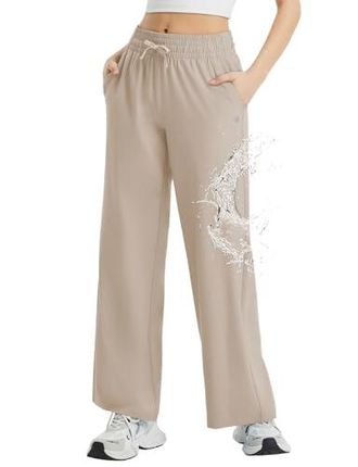 Baleaf Pantalon imperm&eacute;able pour femme avec grandes poches - Leggings &eacute;vas&eacute;s pour l&eacute;t&eacute;, entra&icirc;nement et voyage, kaki, L