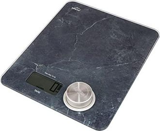 Lacor Lacor - 61720 - Eco Marble Effect Küchenwaage, keine Batterien oder Batterien, EcoMove System, Gehärtetes Glas 4mm Extraflach, LCD-Bildschirm, Tara-Fu